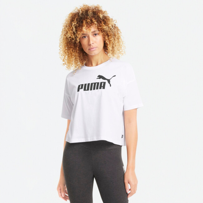 PUMA WOMEN'S ESSENTIALS CROPPED LOGO TEE | Tops and Shirts | Sportland
